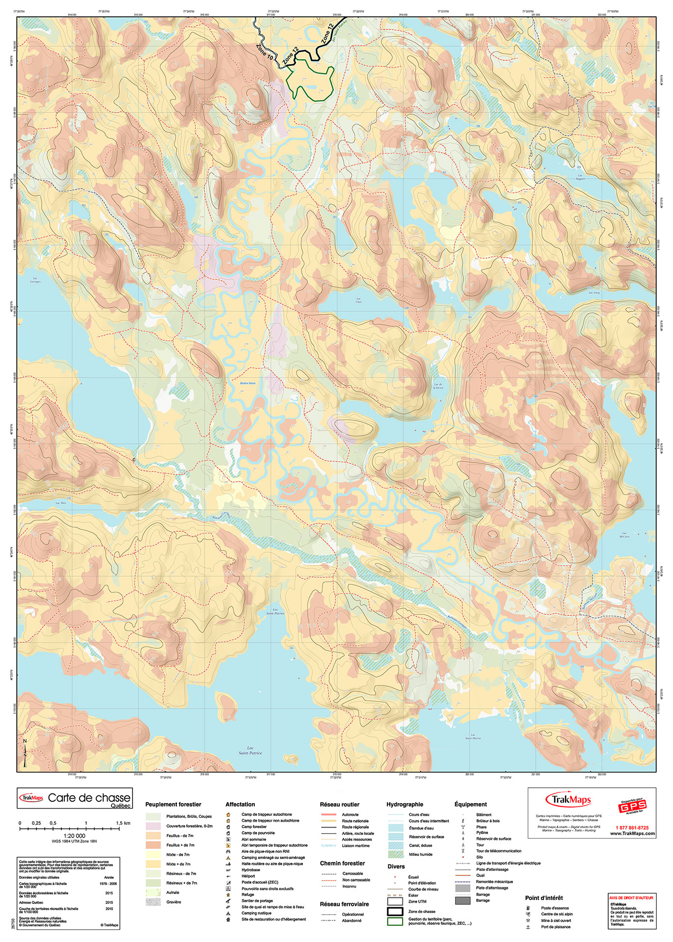 Cartes imprimées sur mesure de chasse au Québec et en Ontario | TrakMaps