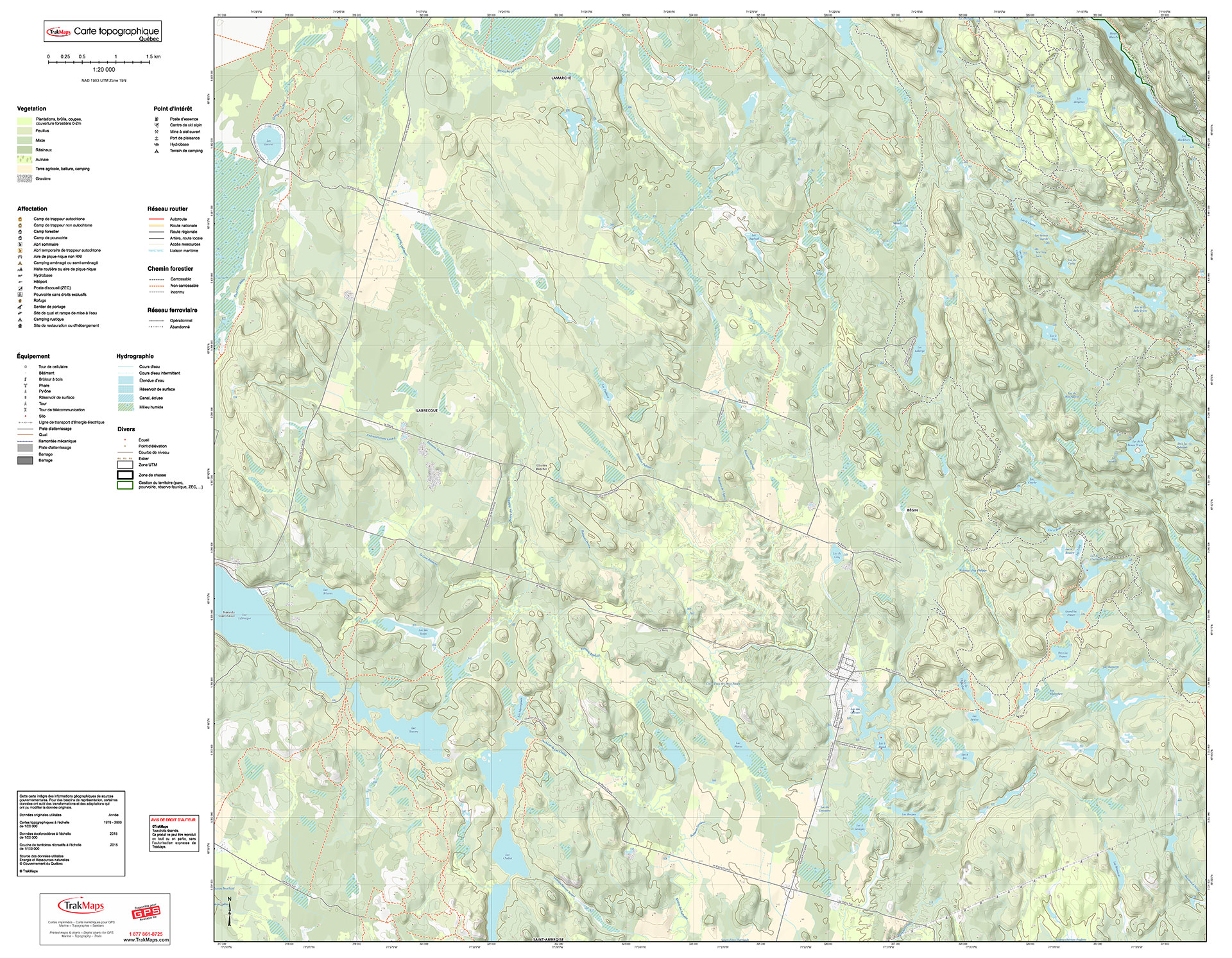 Cartes sur mesure imprimées topographiques | TrakMaps